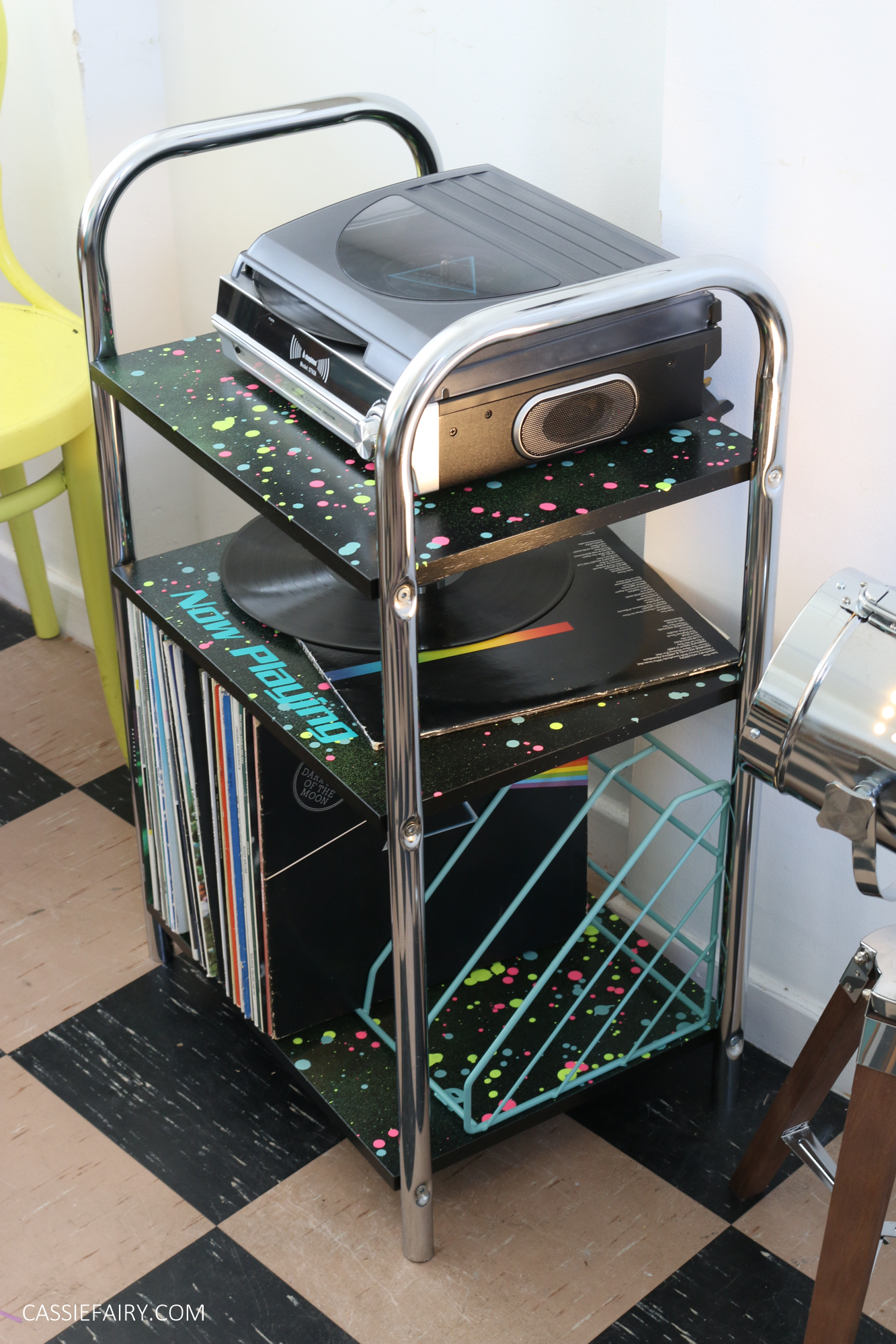 DIY upcycling project – 80s/90s neon splatter vinyl storage unit | My ...