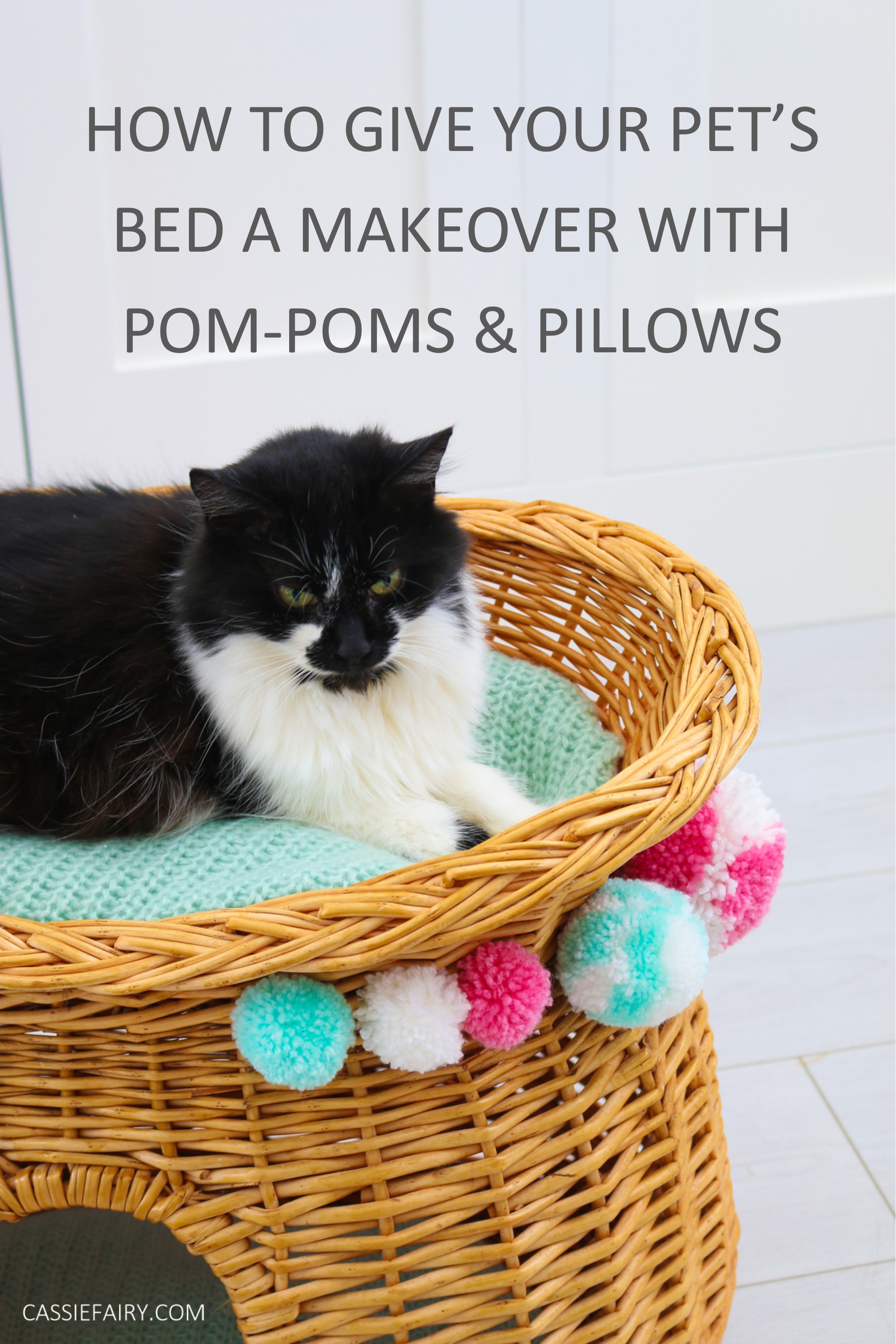 Pet bed makeover project with upcycled jumper pillows | My Thrifty Life ...