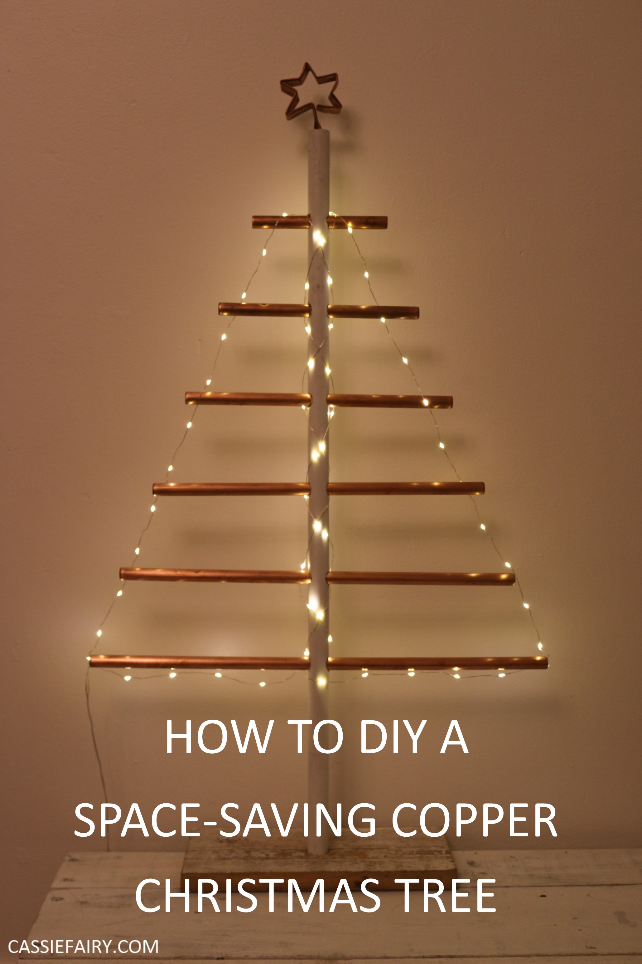 How to DIY a space-saving Christmas tree with copper pipe & pallet wood | My Thrifty Life by ...