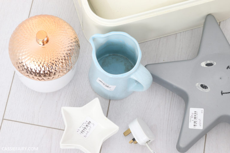 Upcycling charity shop homewares into cute storage for my home office ...