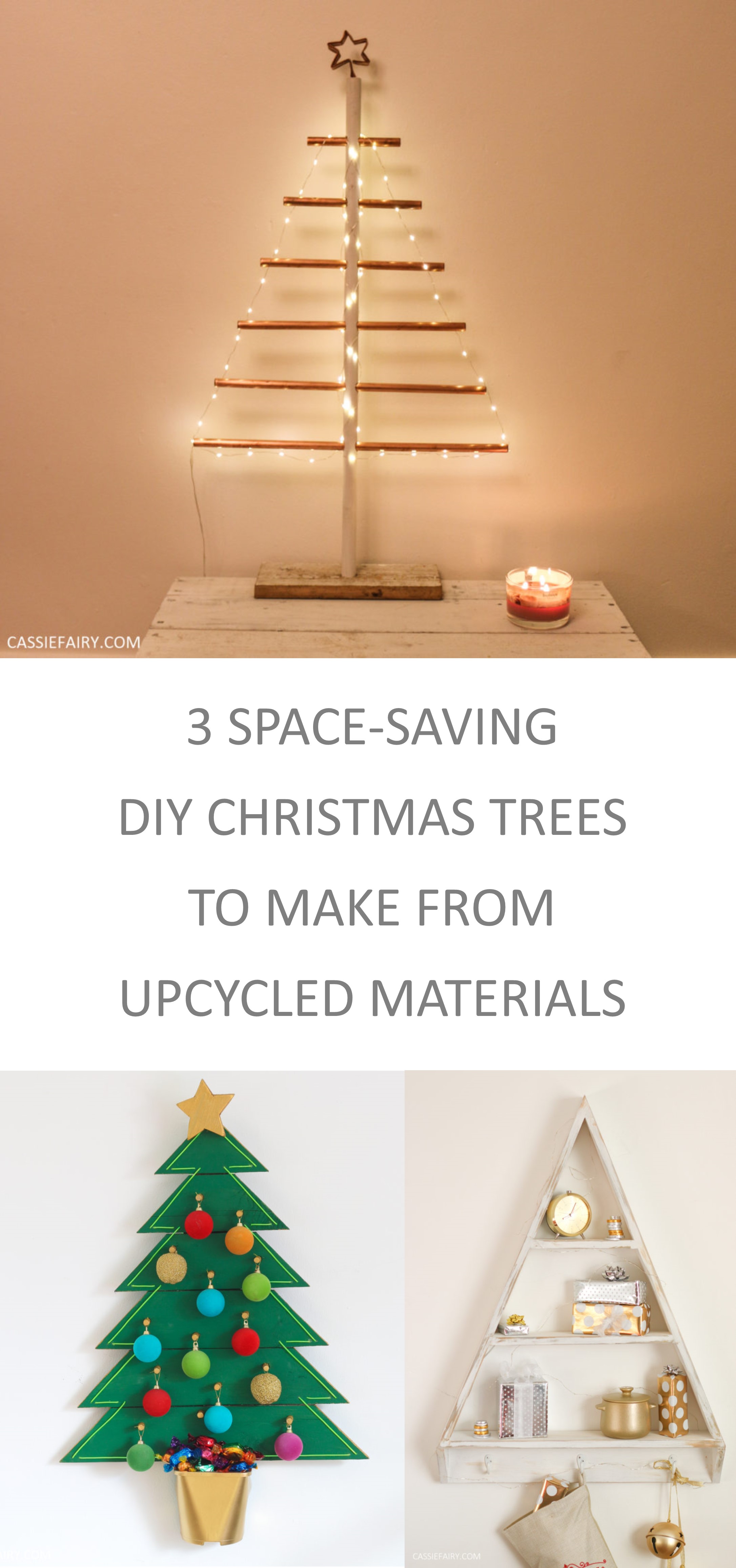 3 Space-saving Christmas trees you can DIY from upcycled materials | My Thrifty Life by Cassie ...