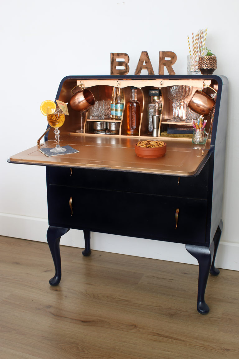 DIY project: How to upcycle a writing desk into a classy cocktail ...