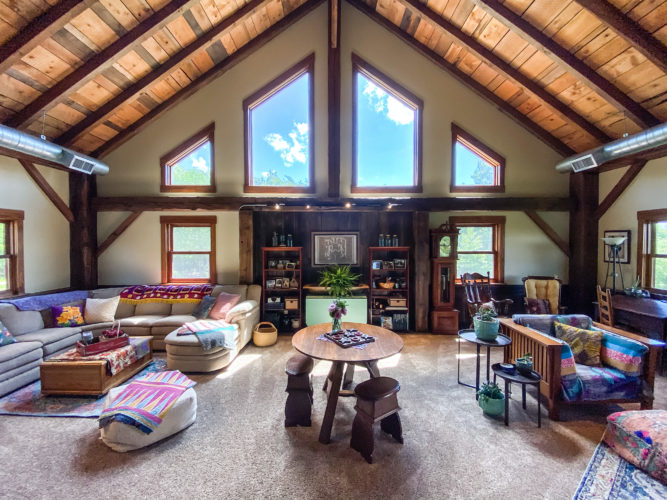 House tour of a rustic C19th barn conversion with colourful vintage ...