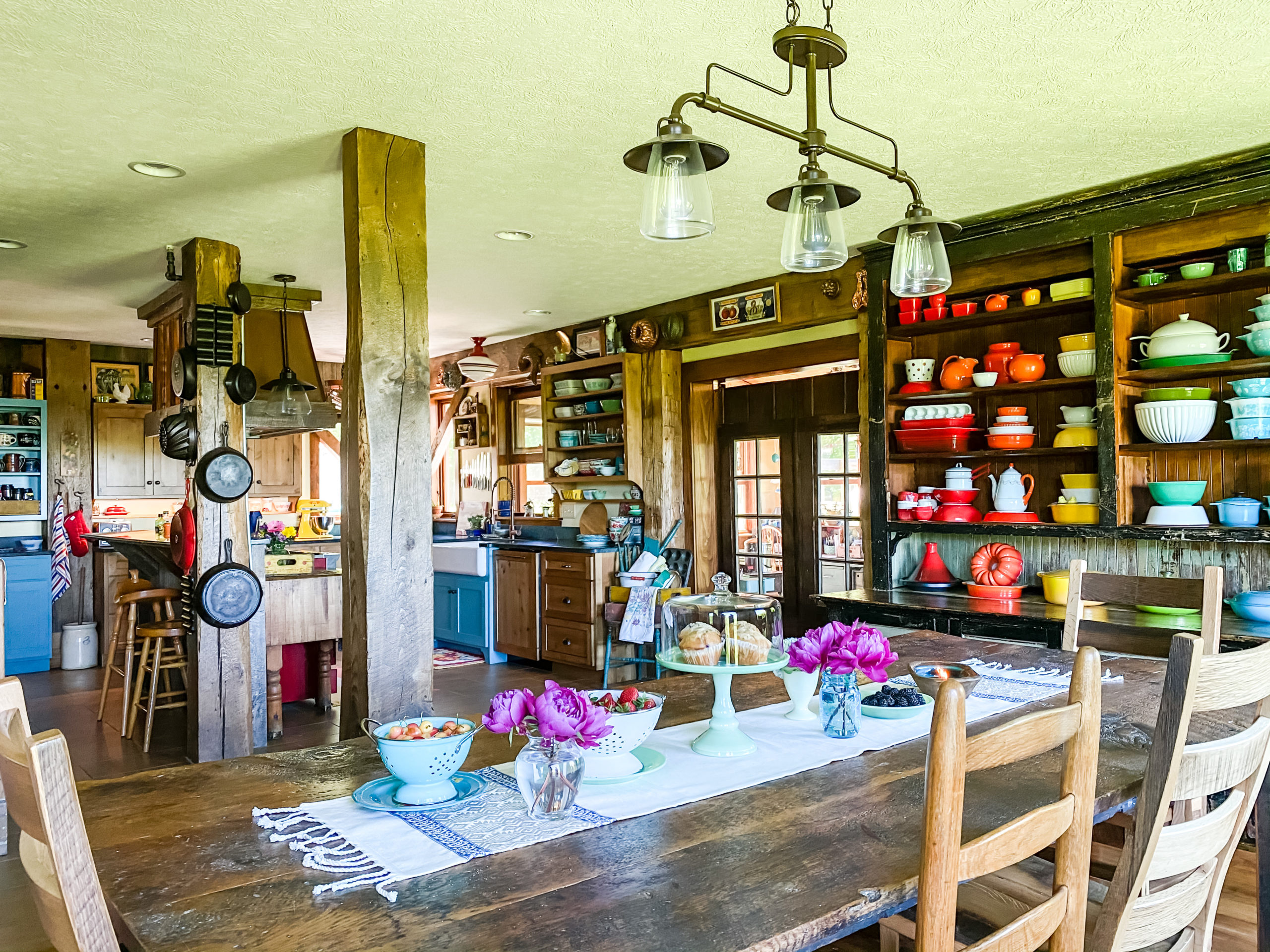 House tour of a rustic C19th barn conversion with colourful vintage ...