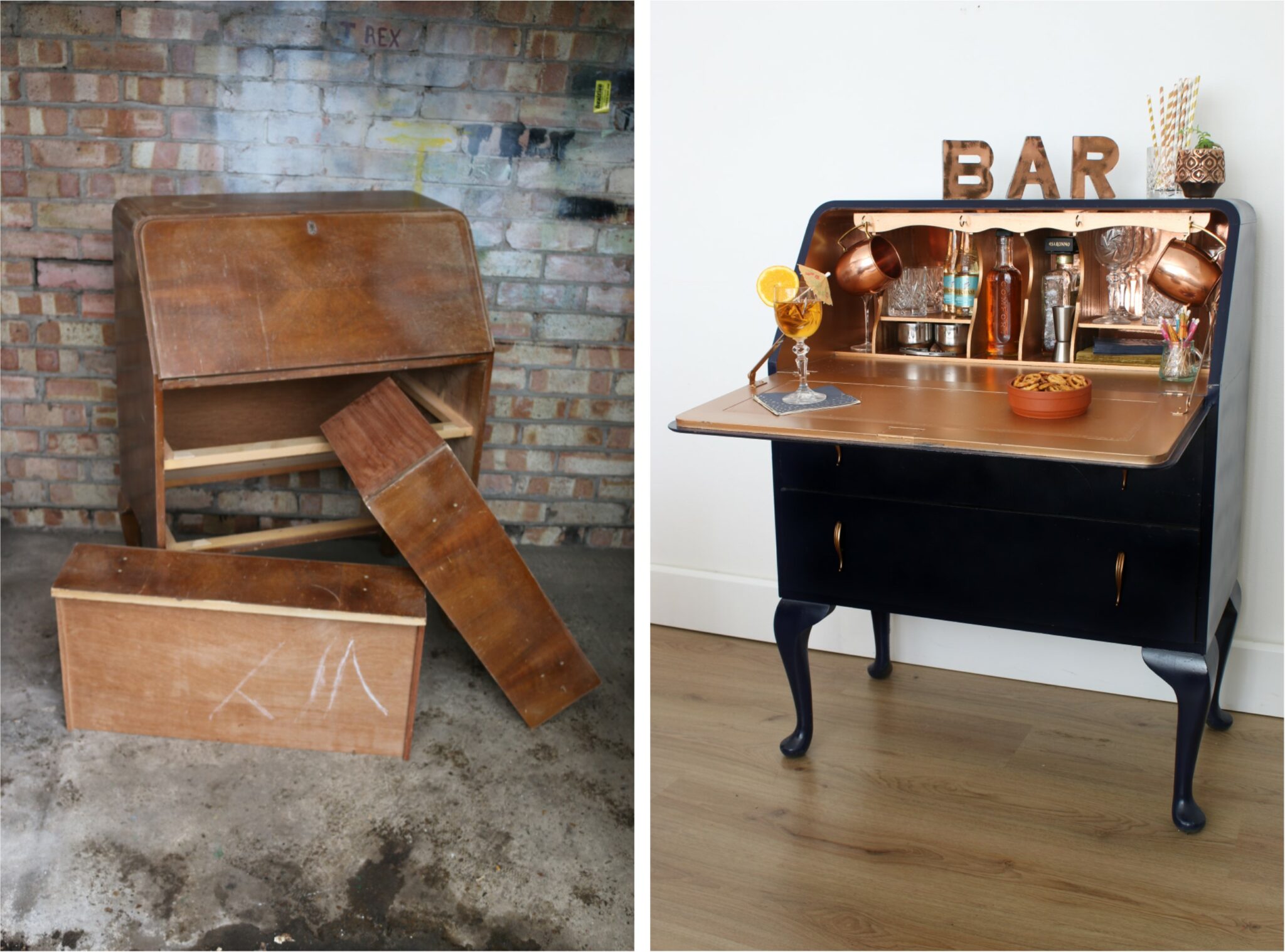 DIY project: How to upcycle a writing desk into a classy cocktail ...