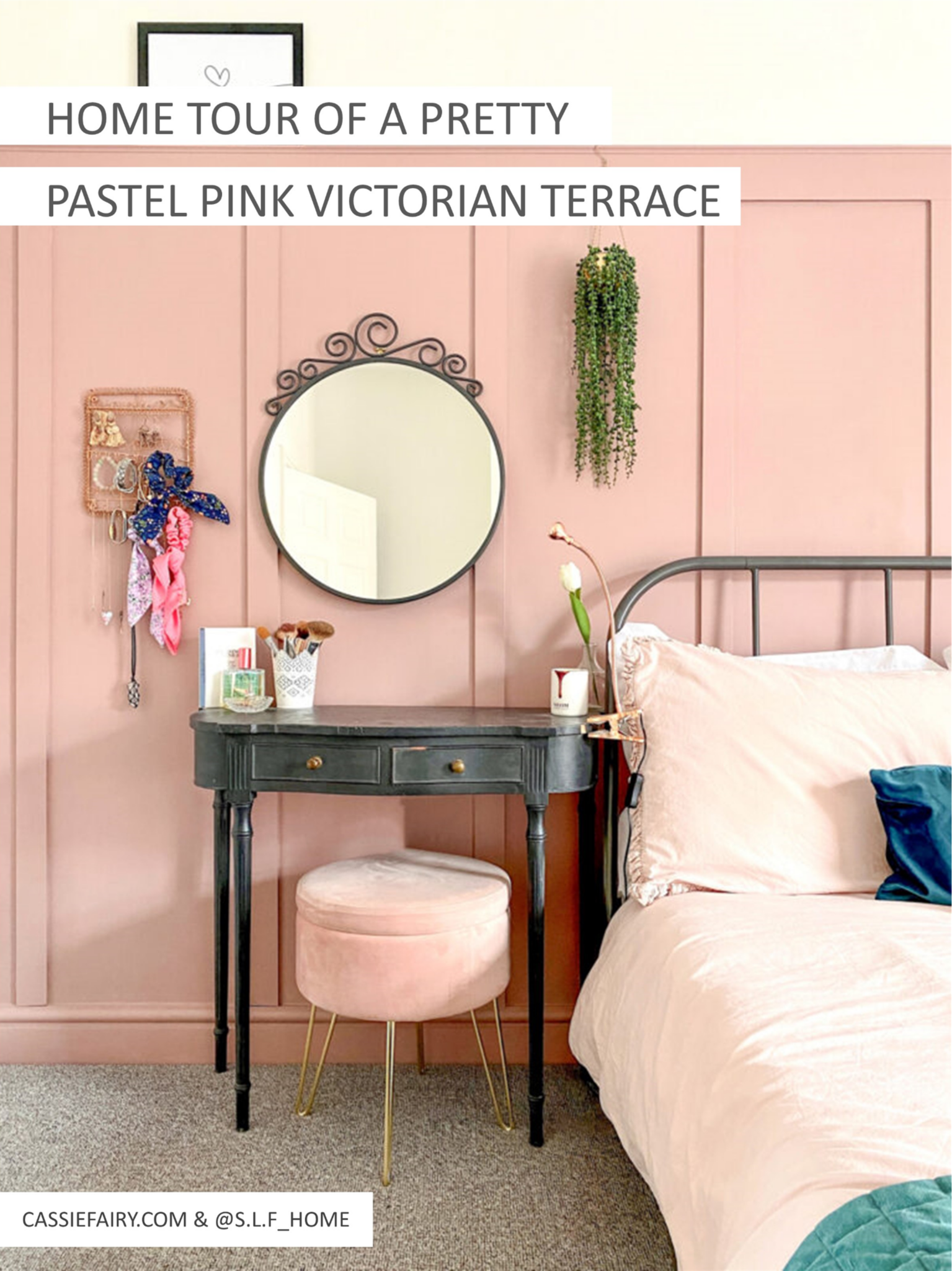 Home tour of a pretty pastel pink Victorian terrace