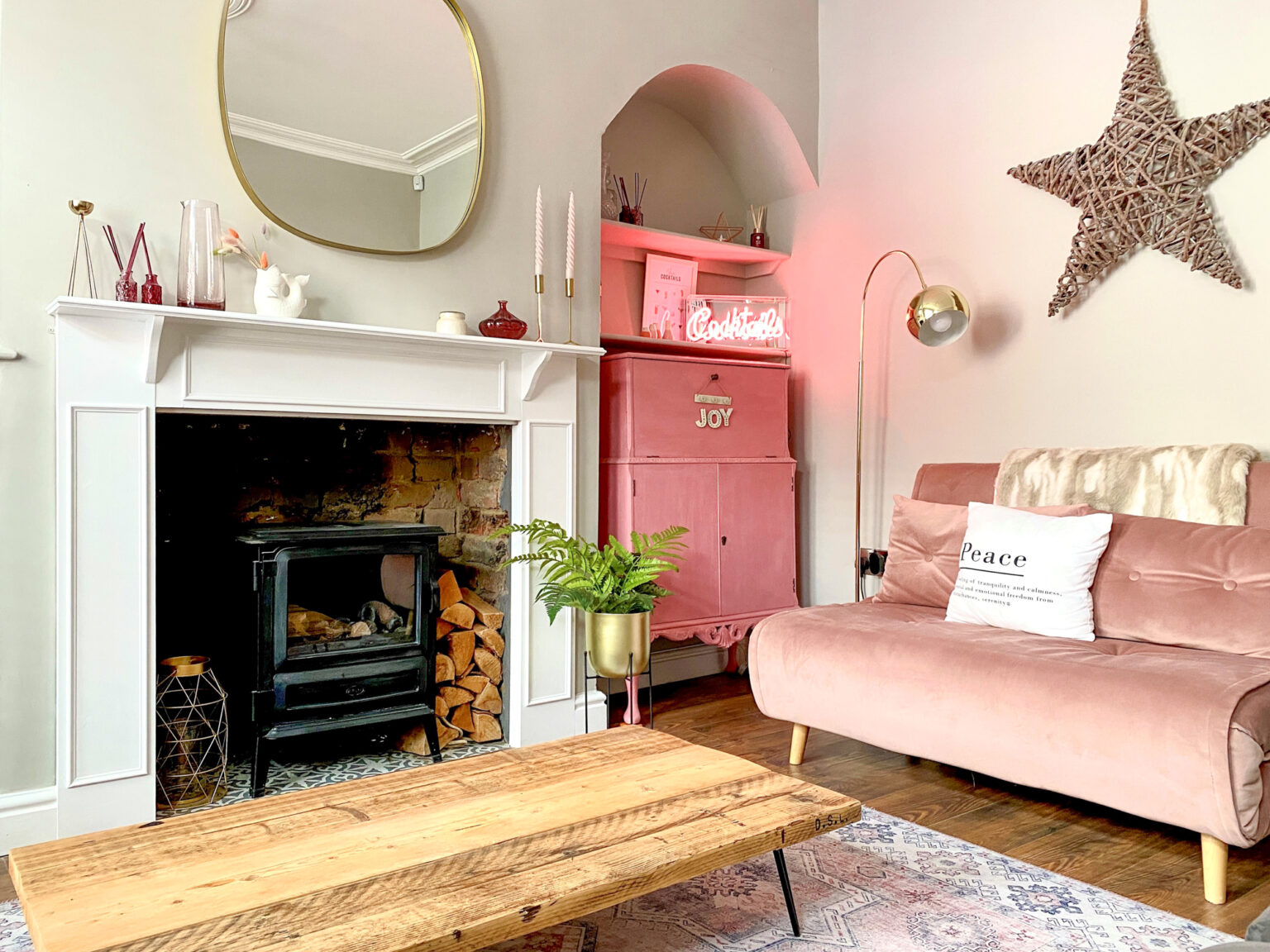 Home tour of a pretty pastel pink Victorian terrace